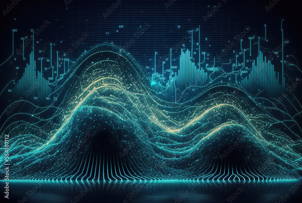 huge data cyber technology backdrop wave futuristic technology blue ...