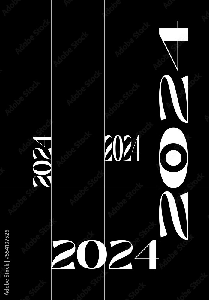 Abstract Posters Design 2024. Brutalist new year template. Modern ...