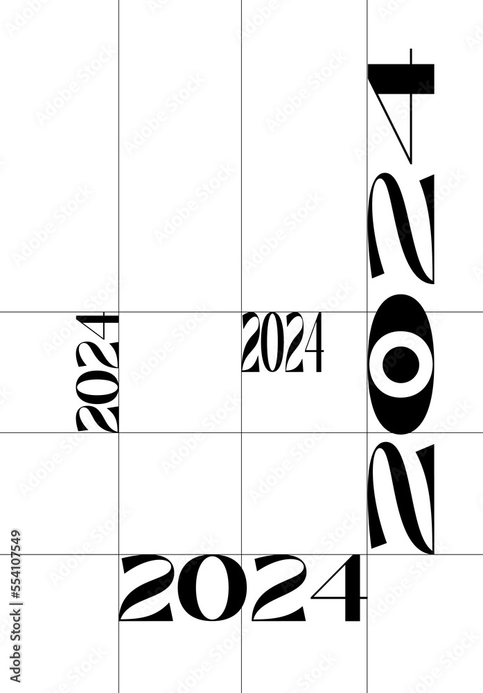 Abstract Posters Design 2024. Brutalist new year template. Modern ...