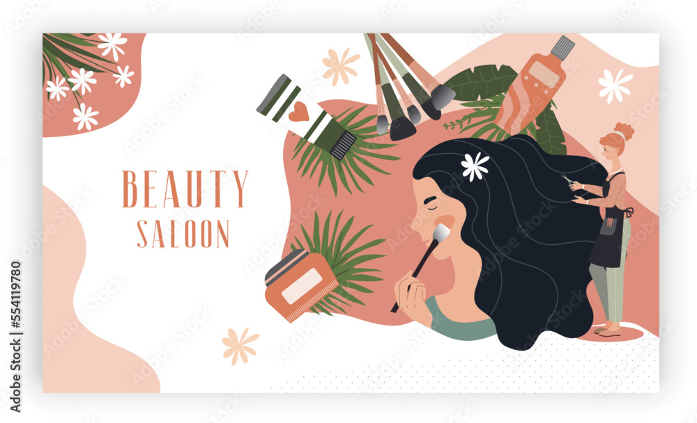 Beauty salon website design, professional woman makeup and hairstyle ...