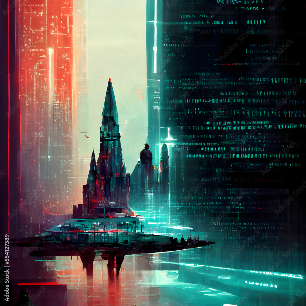 abstract cyber background, neural network generated art. Digitally ...