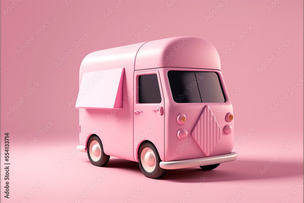 Pink delivery car express in cartoon style concept. Created with ...