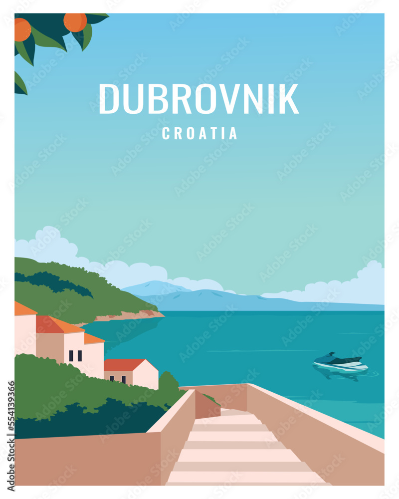 Vetor de Dubrovnik city of Croatia vector Illustration Background ...