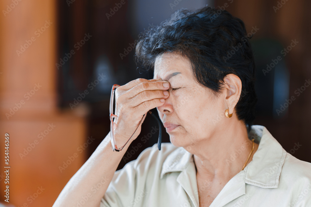 Older women have eye problems such as macular degeneration. Concept of ...