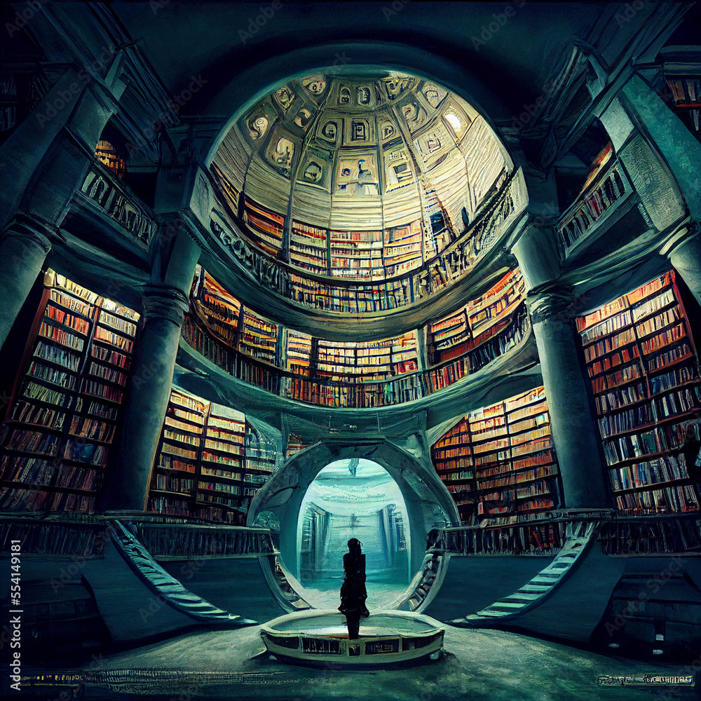 inside a futuristic library AI-generated art ilustração do Stock ...