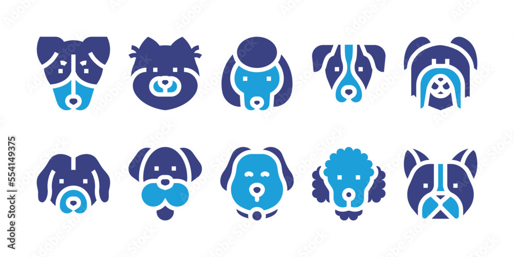 Dog breeds icon set. Vector illustration. Containing rat terrier ...