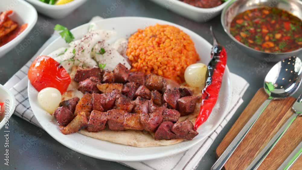 Traditional Turkish meal kebab, Ali nazik, adana kebap, urfa kebap, çöp ...