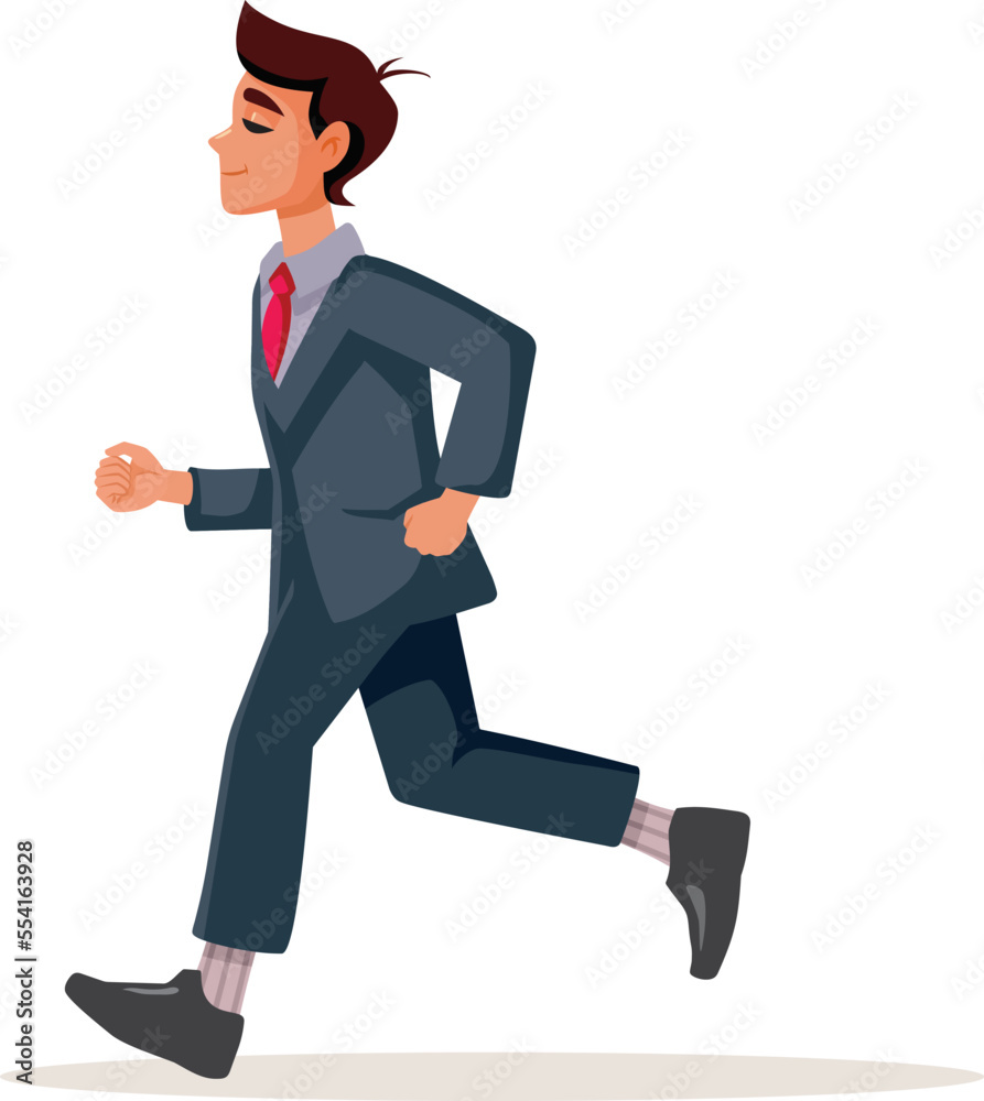 Happy Businessman Running Wearing a Suit Vector Cartoon Illustration ...