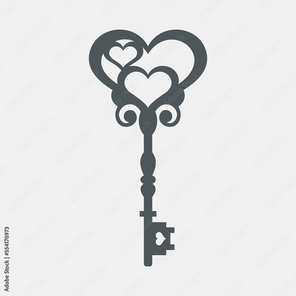 Skeleton Key Heart Vector