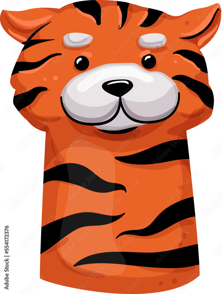 tiger hand puppet cartoon. tiger hand puppet sign. isolated symbol ...
