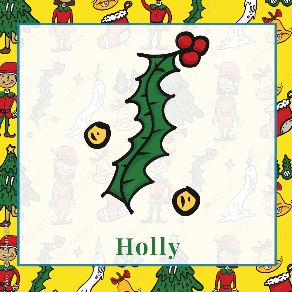 Vetor de Christmas Flashcard the Santa Claus. Flashcard to introduce ...