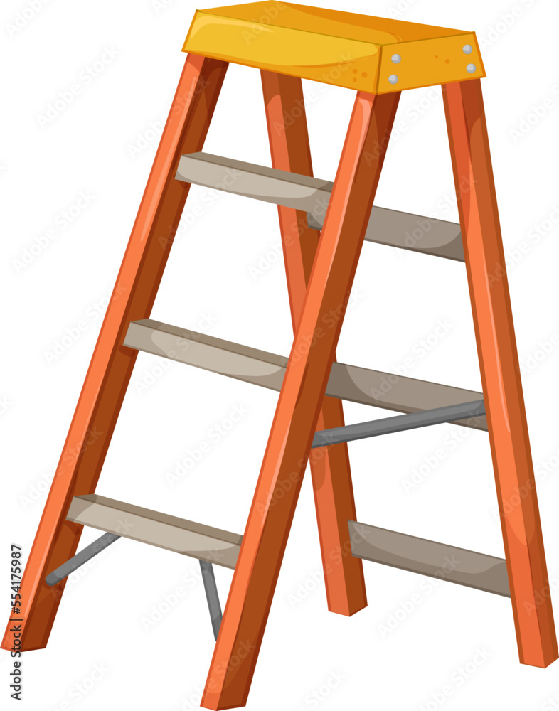 foot step ladder safety cartoon. foot step ladder safety sign. isolated ...