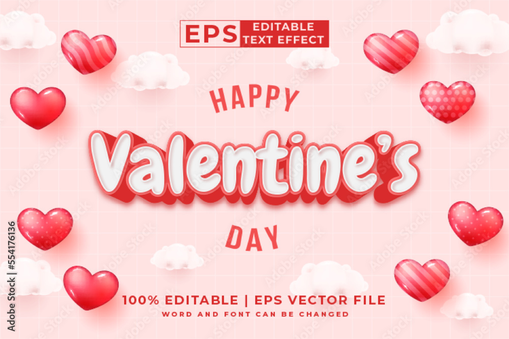 Editable text effect - Happy Valentine's Day 3d template style premium ...