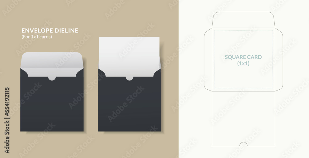 Envelope die cut template with cut lines.Envelopes mockup front and ...