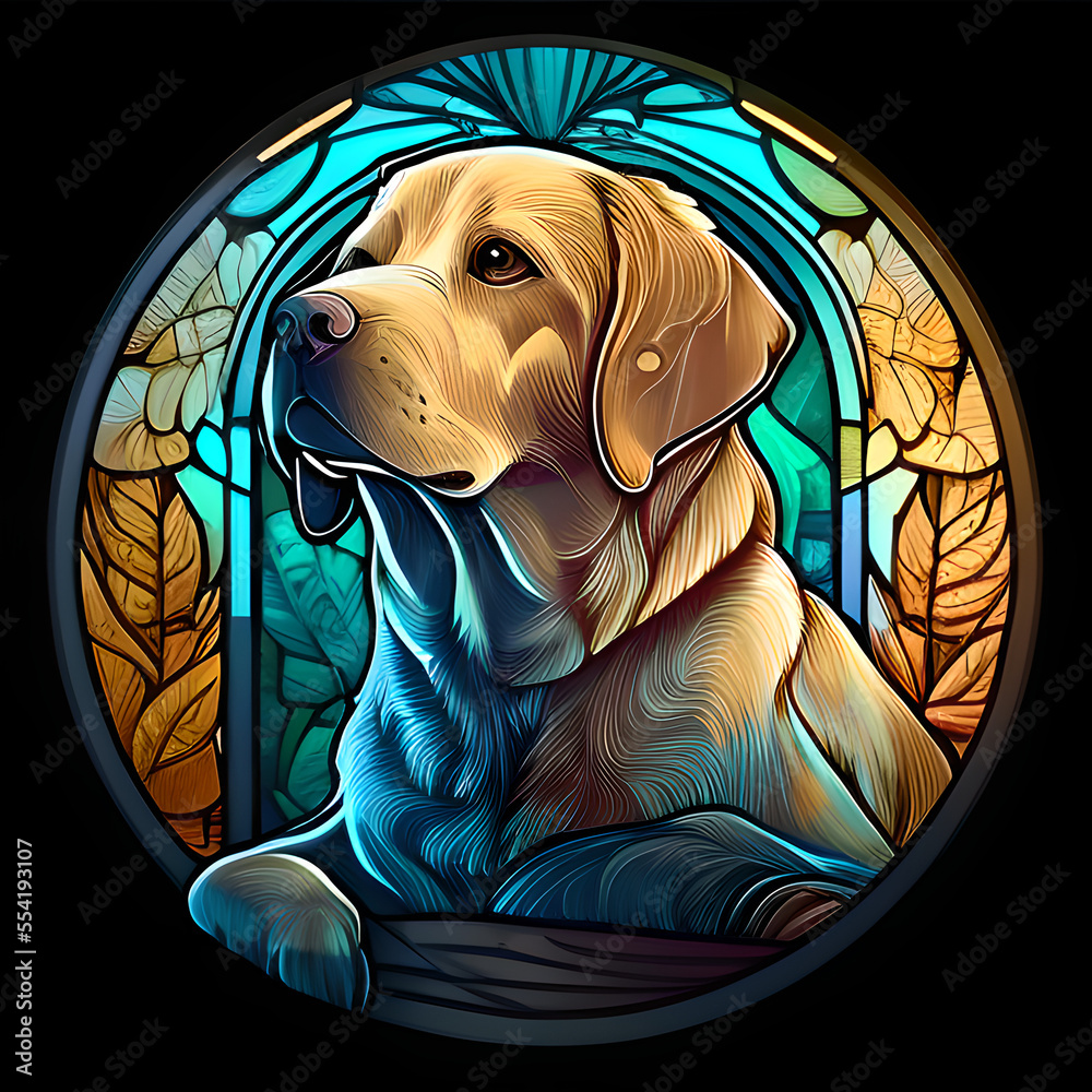 AI-generated illustration of a Labrador / Golden Retriever dog in a ...