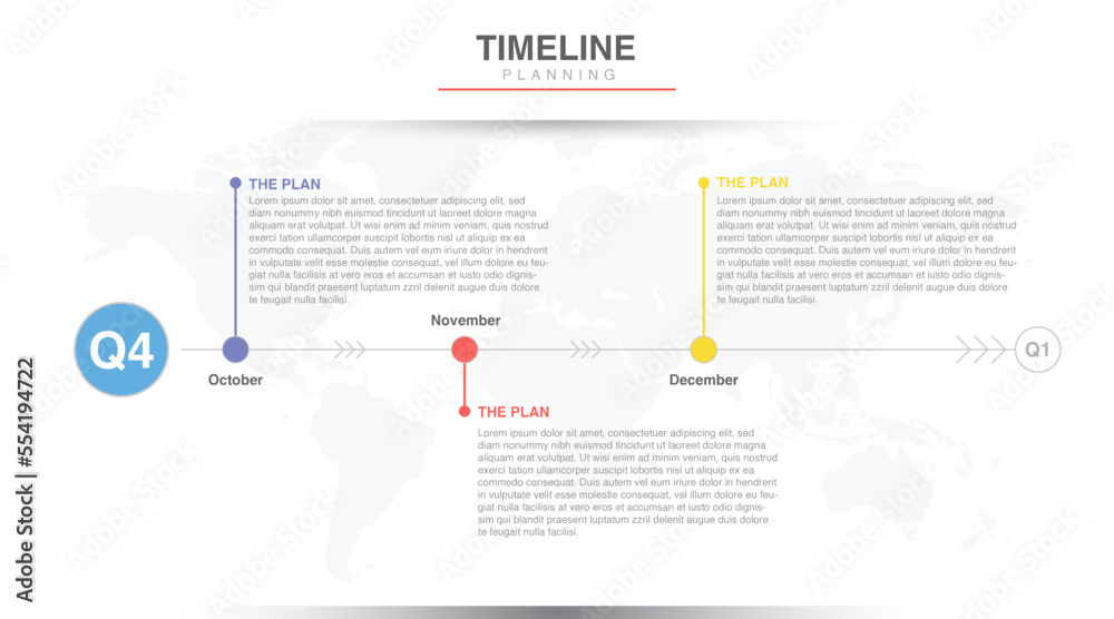 Year planner quarter 04, 3 months, Timeline infographics design vector ...