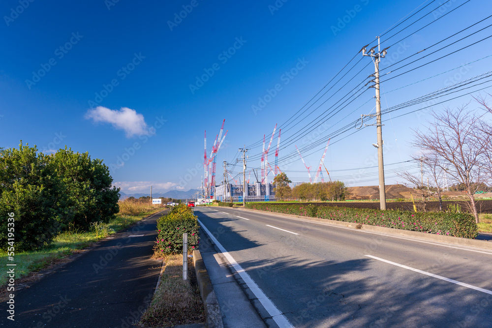 建設現場風景( 半導体受託生産の世界最大手、台湾積体電路製造工場建設風景) （TSMC)「JASM(tsmc Fab23)」 日本(冬 ...