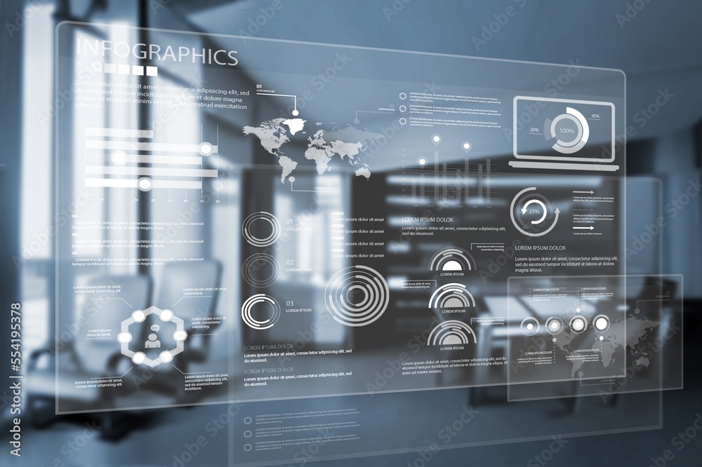Virtual digital diagram on office background Stock Photo | Adobe Stock