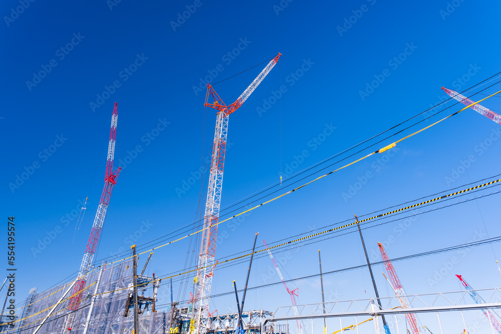 建設現場風景( 半導体受託生産の世界最大手、台湾積体電路製造工場建設風景) （TSMC)「JASM(tsmc Fab23)」 日本(冬 ...