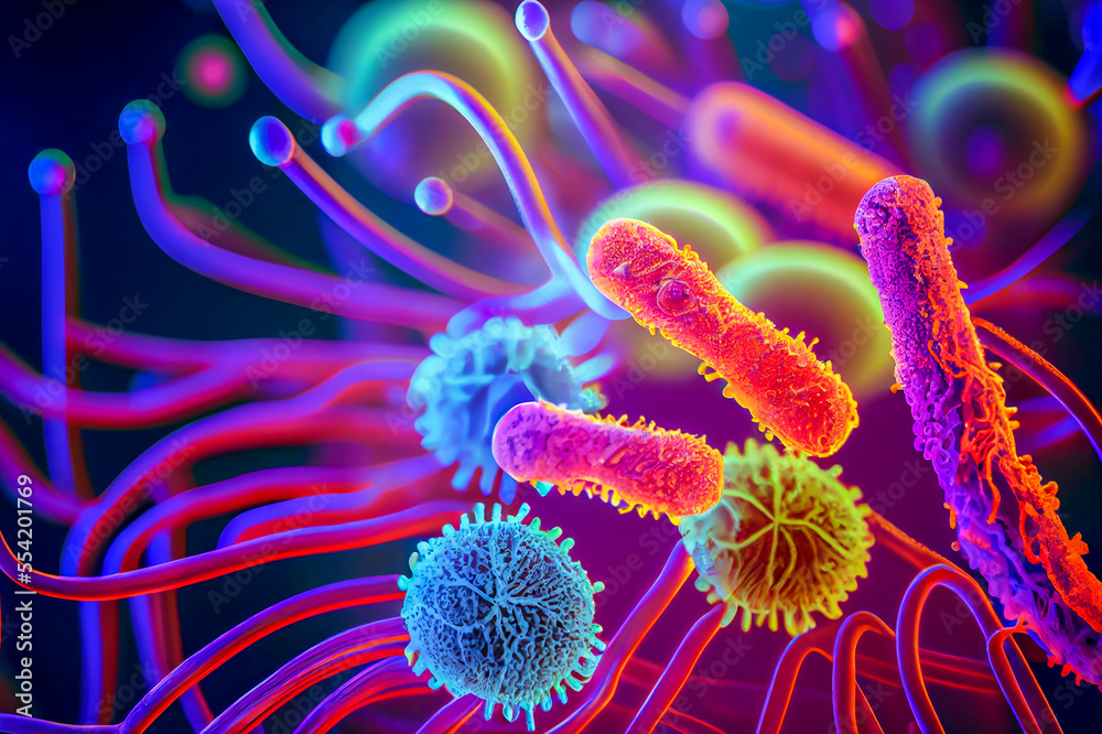 Beautiful microworld, microbes of different shapes, generative ai ...