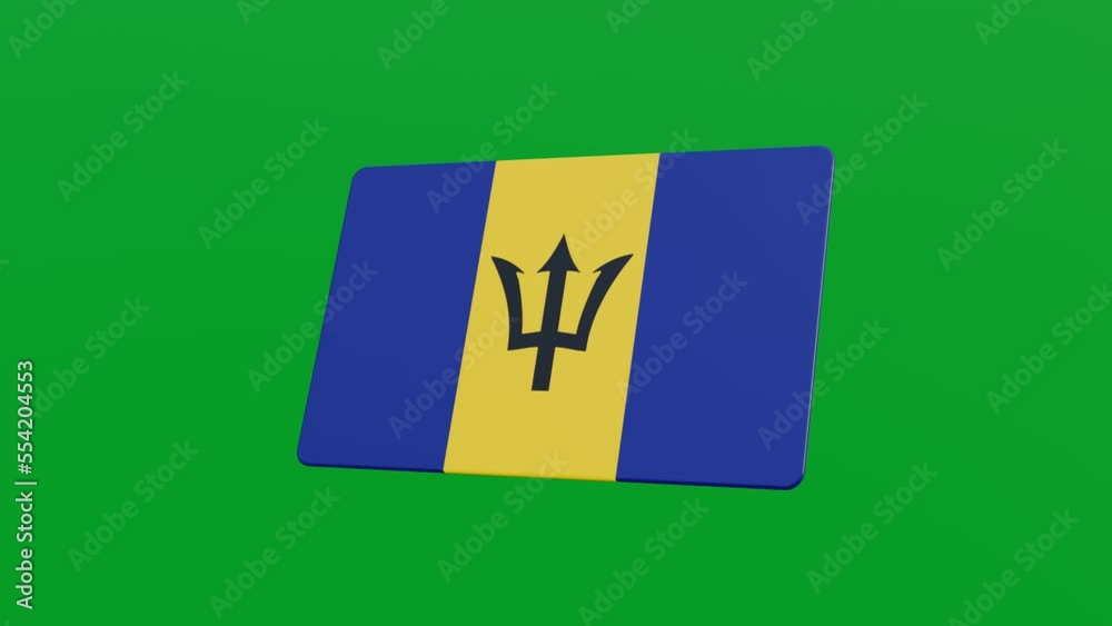 Barbados Flag card animation on green screen, Spinning 3D Barbados Flag ...