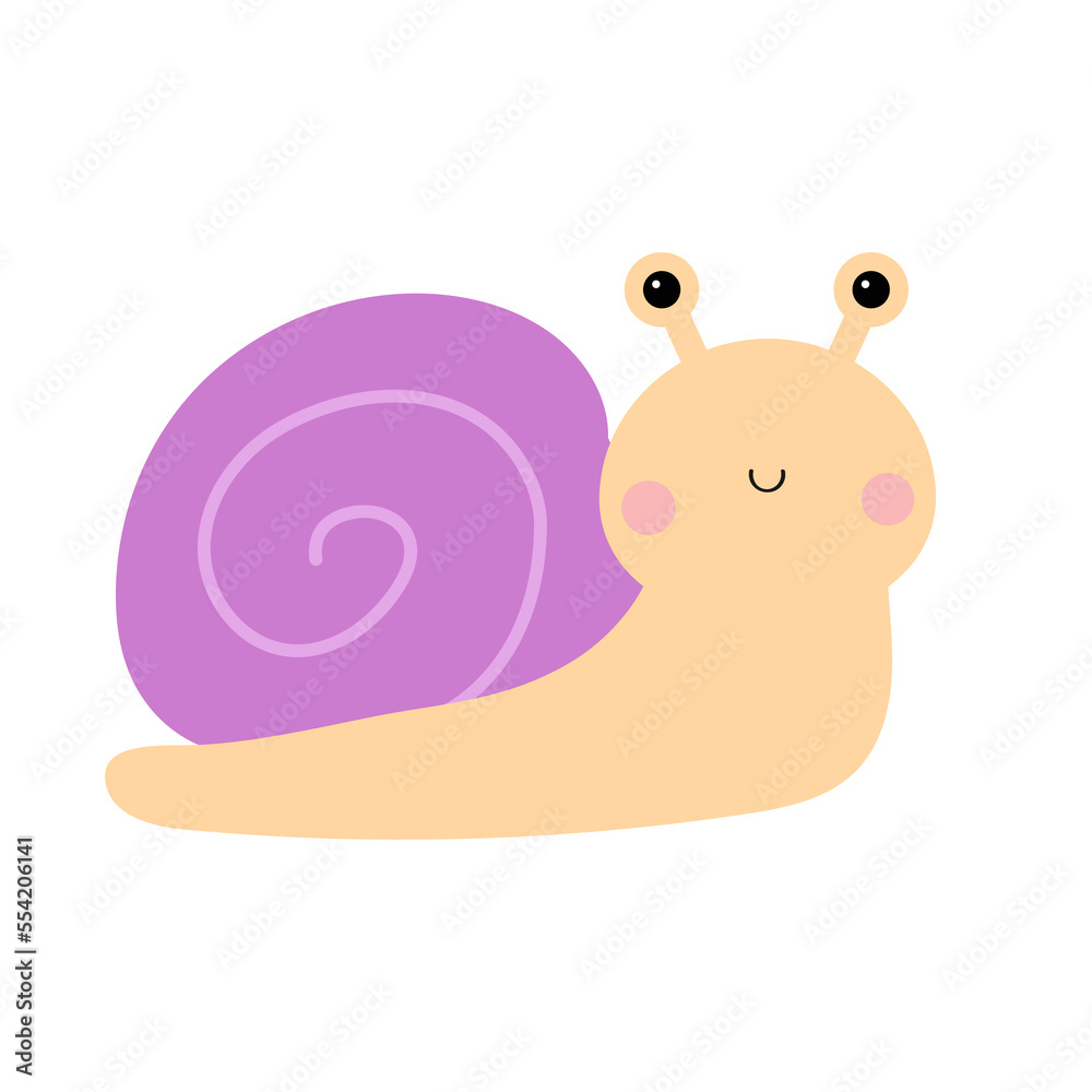 Snail cochlea icon. Purple violet shell house. Cute cartoon kawaii ...