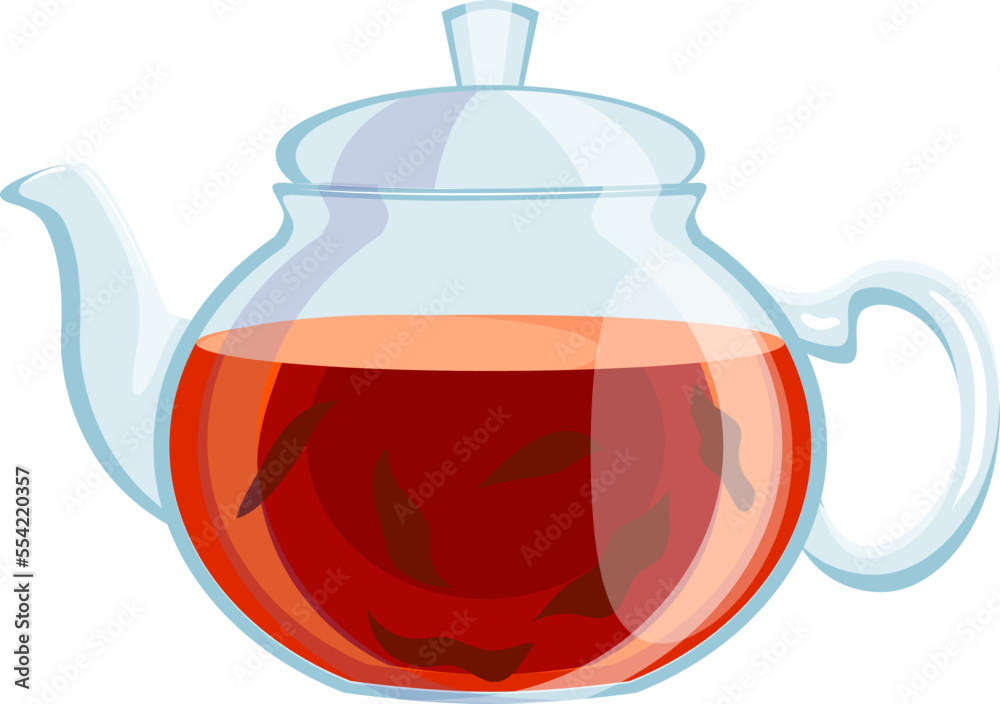 teapot glass cartoon. tea pot, transparent clear kettle, teatime, hot ...