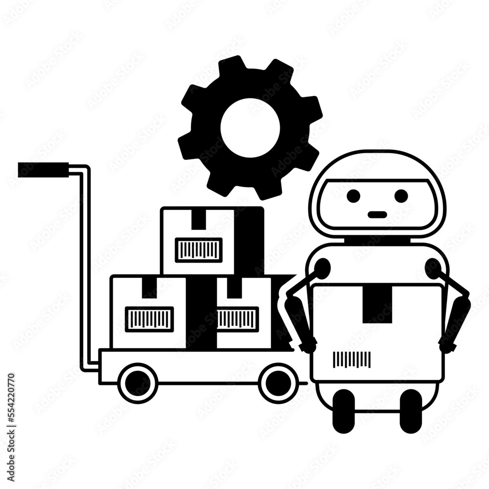cobot pickers working and transporting load concept, Robotics for ...