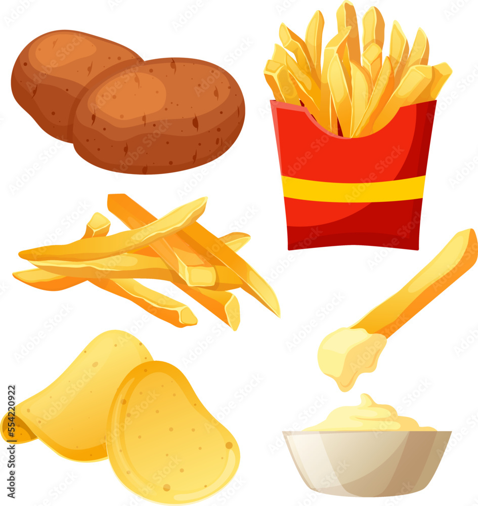 potato food set cartoon vector. farm vegetable, engraved plant, cooking ...