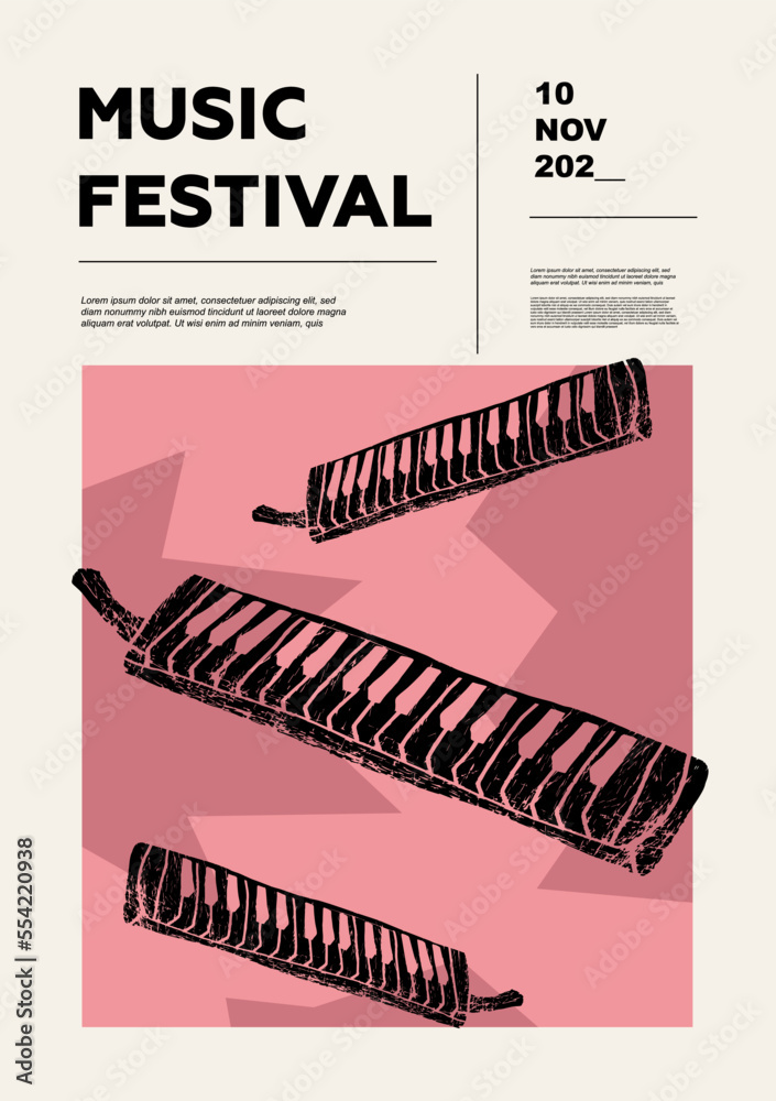 Melodica, piano, electronic piano, digital piano. Music festival poster ...