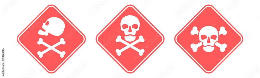 Human skull in side and full face view and crossbones. Isolated ...