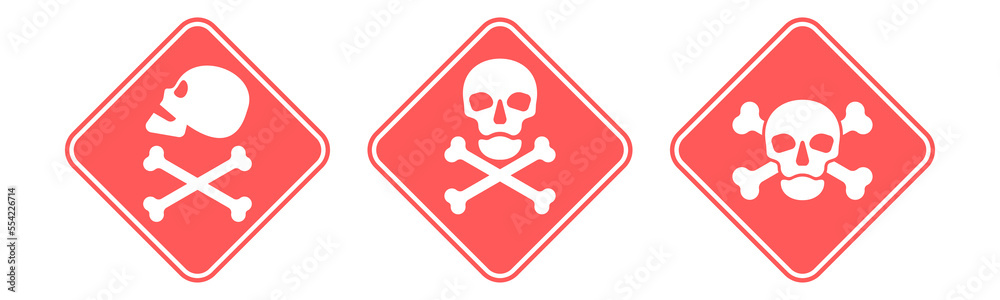 Human skull in side and full face view and crossbones. Isolated ...