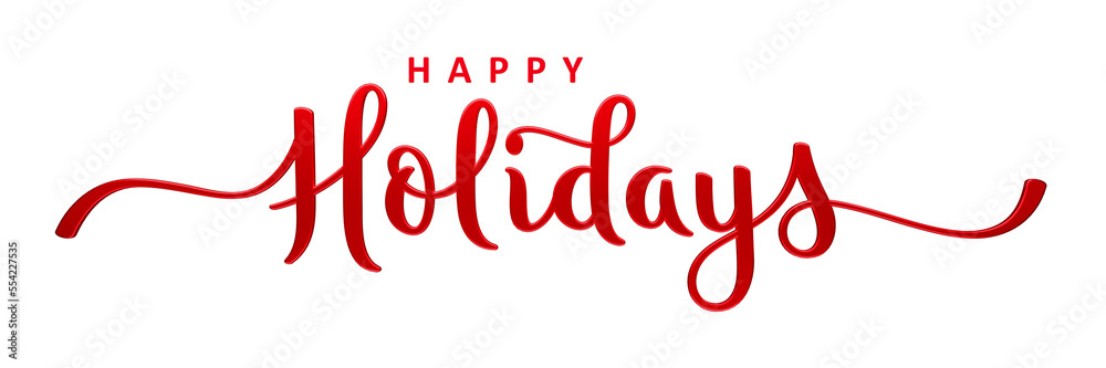 HAPPY HOLIDAYS red brush calligraphy banner on transparent background ...