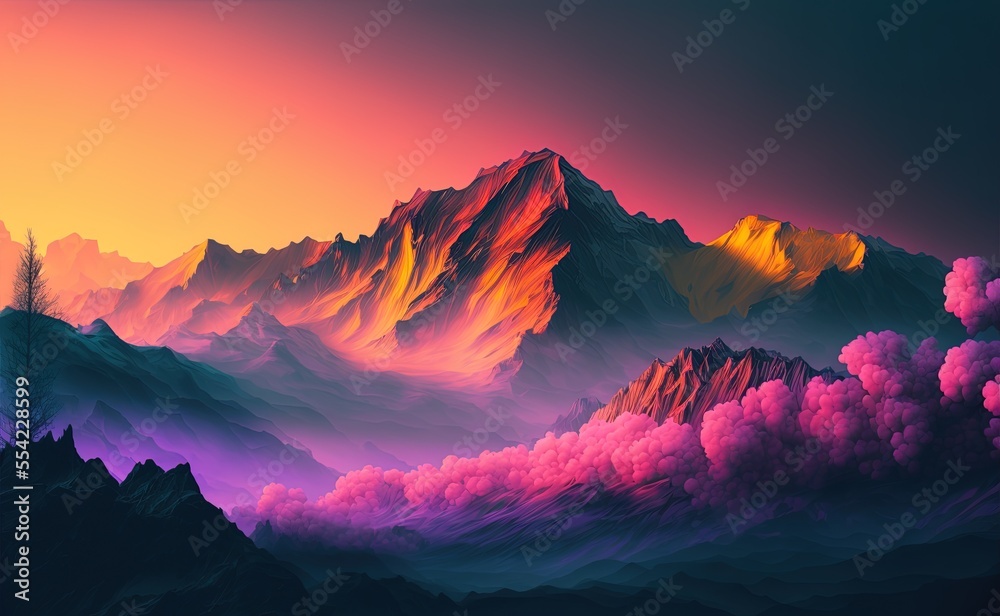 vibrant, hazy color scheme used as a desktop wallpaper. Generative AI ...
