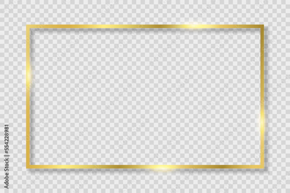 vector gold rectangle frame with shiny light and shadow isolated on ...
