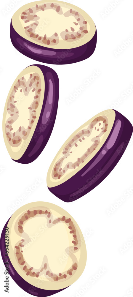 eggplant slice cartoon. purple fresh, plant food, organic healthy ...