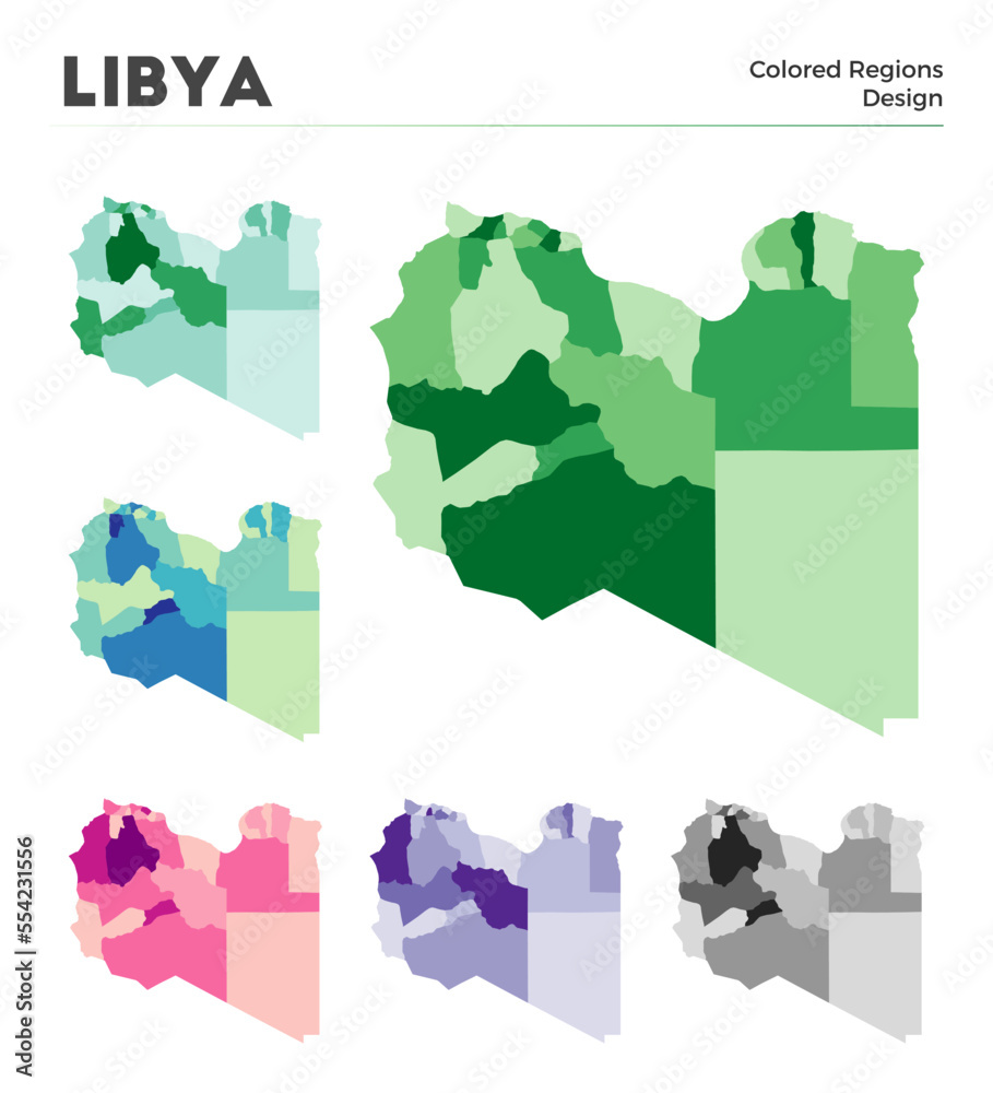 Libya map collection. Borders of Libya for your infographic. Colored ...