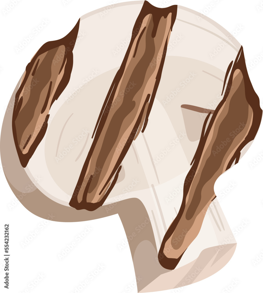 mushroom grilled cartoon. food vegetable, healthy grilled meal, bbq ...