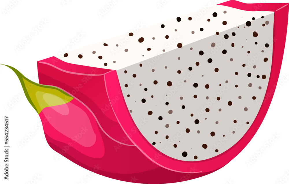 dragon fruit slice cartoon. pitaya, exotic, summer food, nature pink ...