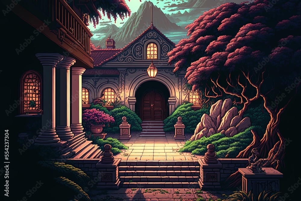 RPG style retro scenery from the 1980s. Generative AI Stock ...