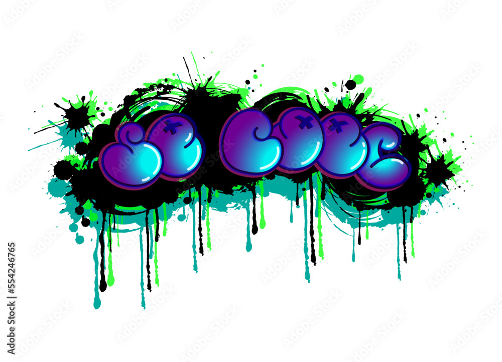 So cool lettering grunge graffiti style. Bubble letters with blobs and ...