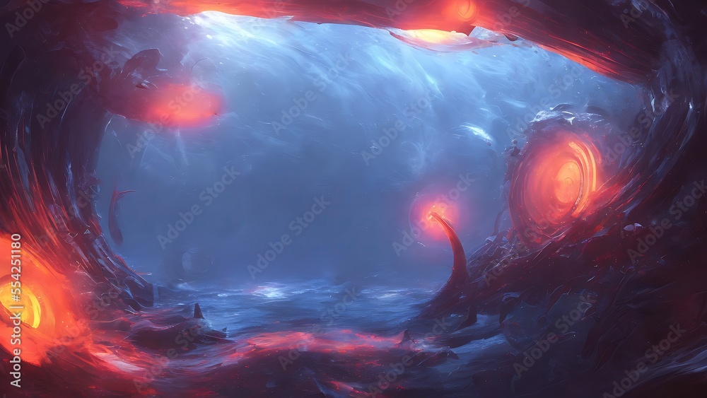 A portal to the void deep below the mariana trench, Illustration ...