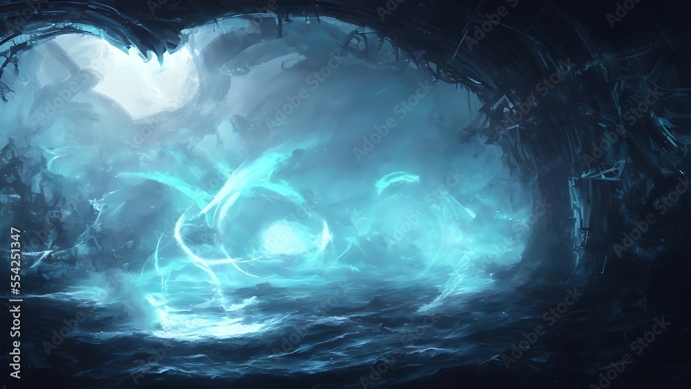 A portal to the void deep below the mariana trench, Illustration ...