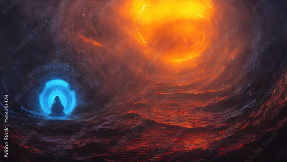 A portal to the void deep below the mariana trench, Illustration ...