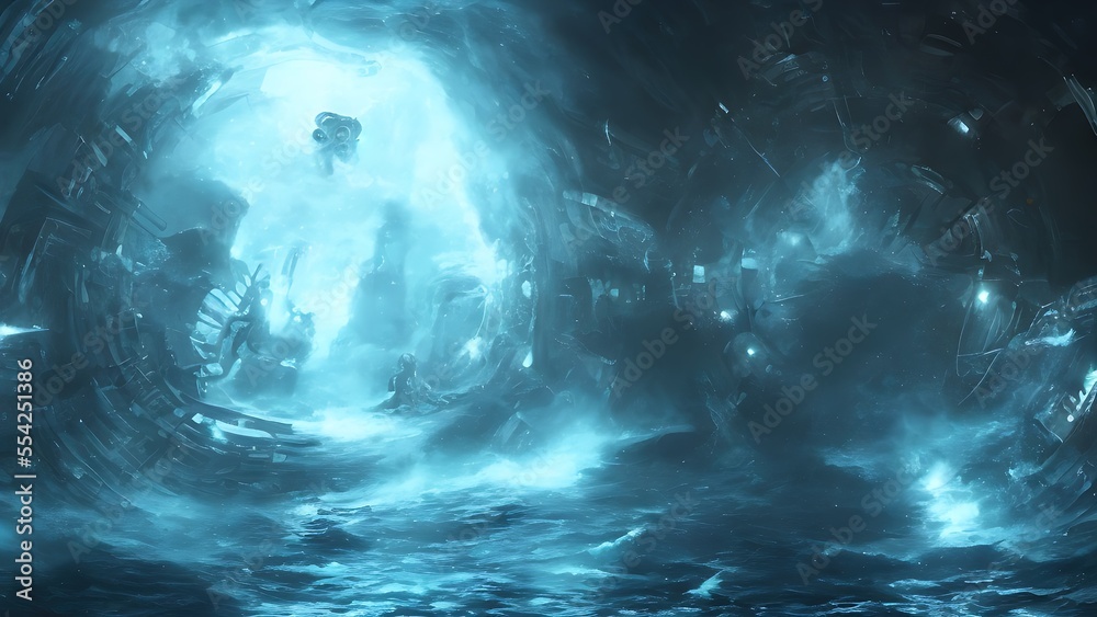 A portal to the void deep below the mariana trench, Illustration ...