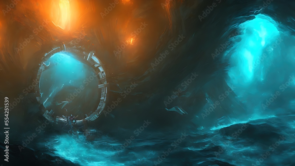 A portal to the void deep below the mariana trench, Illustration ...