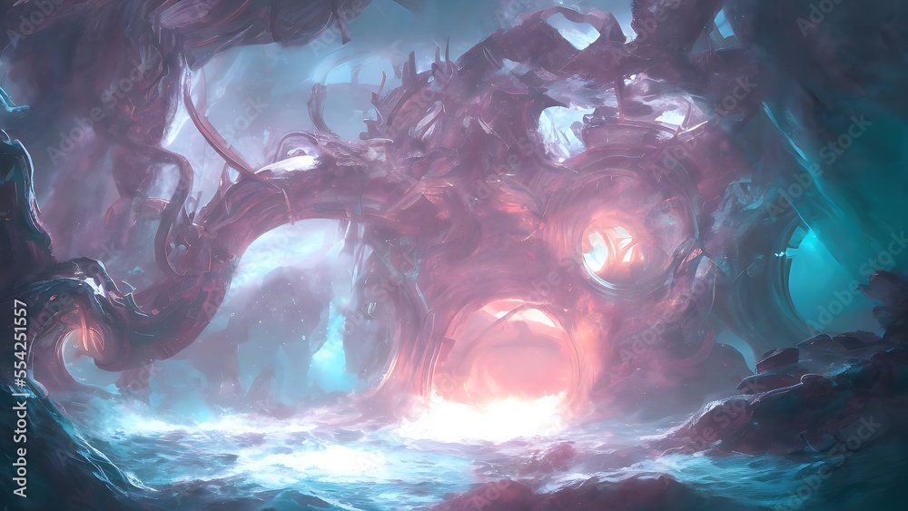 A portal to the void deep below the mariana trench, Illustration ...