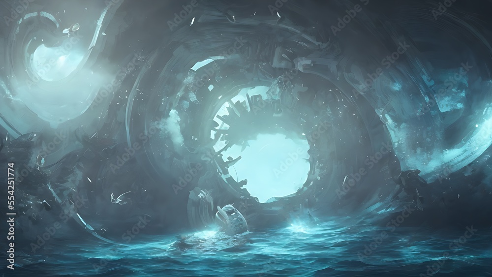 A portal to the void deep below the mariana trench, Illustration ...