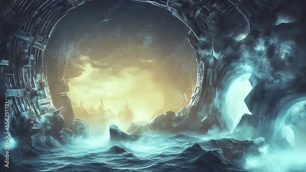 A portal to the void deep below the mariana trench, Illustration ...