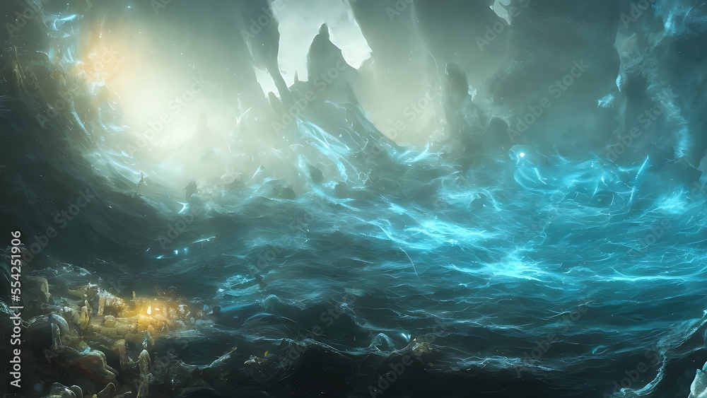 A portal to the void deep below the mariana trench, Illustration ...